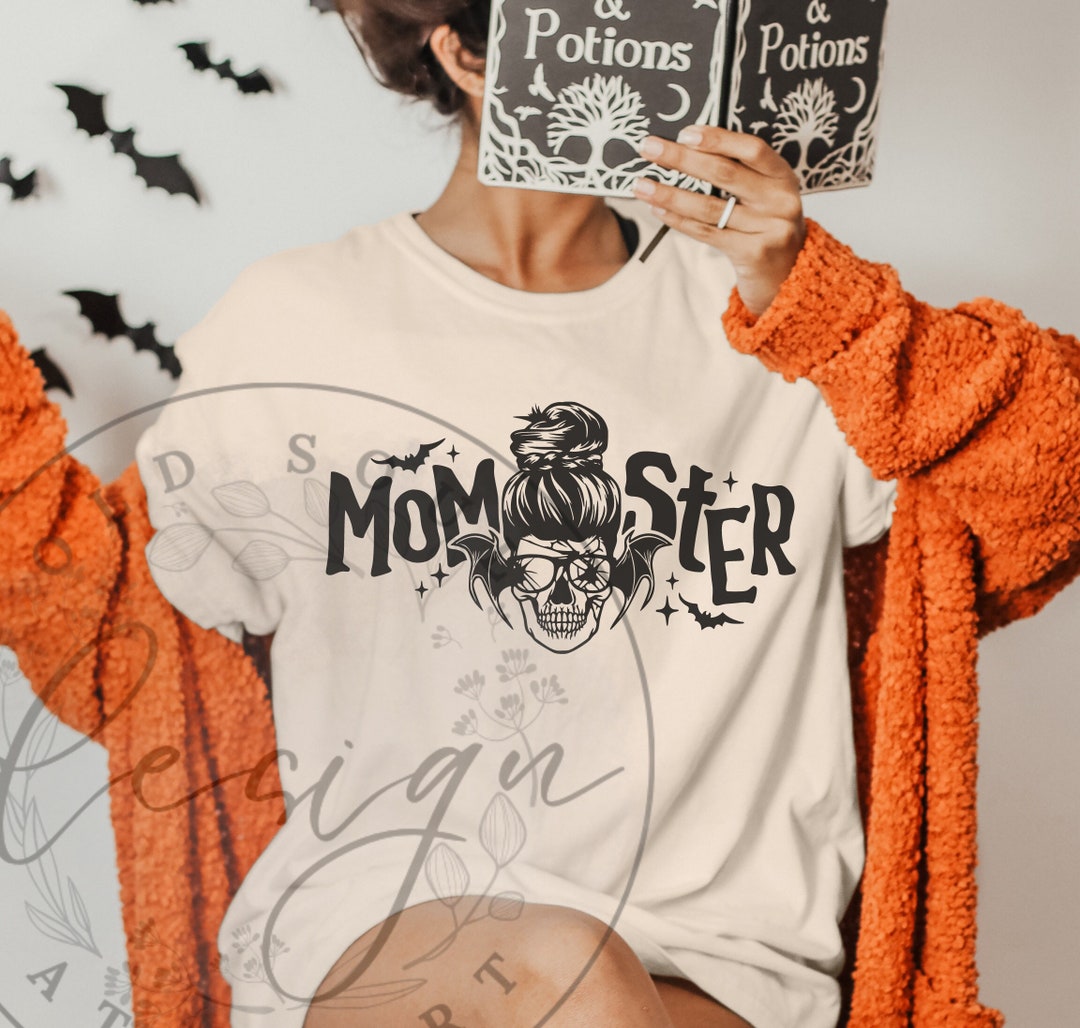 Momster SVG PNG, Mombie Svg, Spooky Mama Svg, Messy Bun Skeleton Svg ...