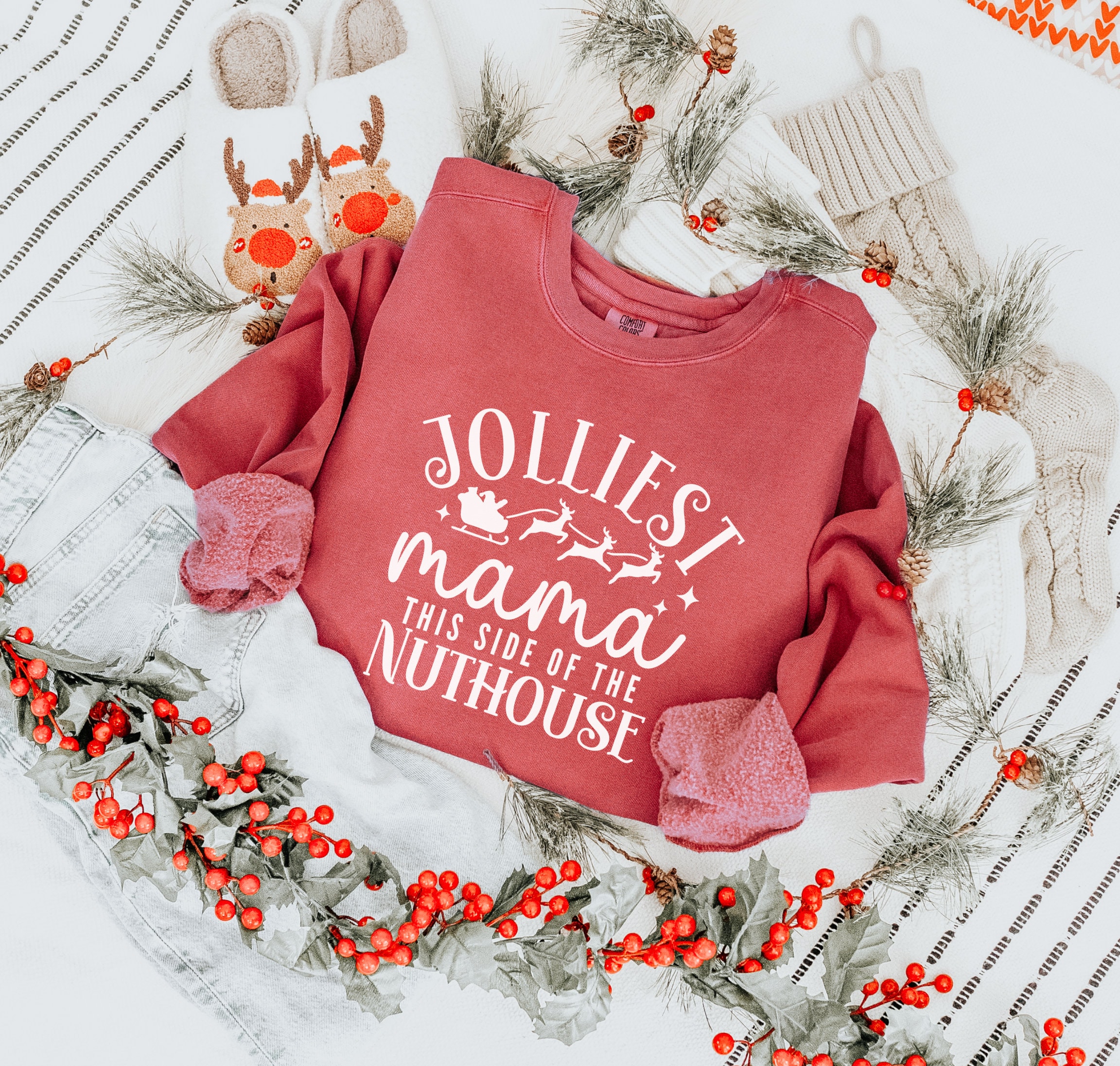 Jolliest Mama This Side of the Nuthouse SVG PNG, Merry Mama Svg ...