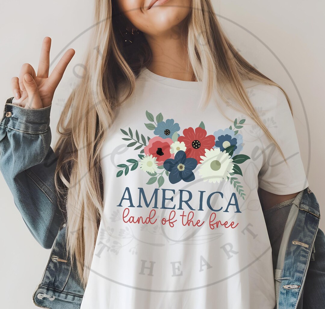 America Land of the Free PNG, 4th of July Png, Floral 4th of July Png ...