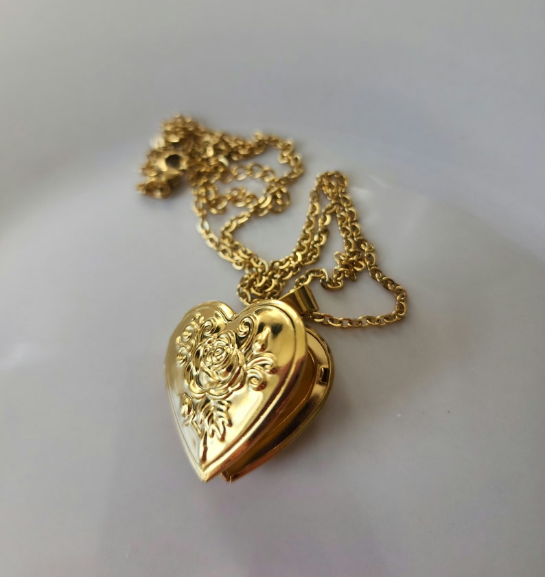 Romantic Rose Golden Heart Locket Vintage Inspired - Etsy