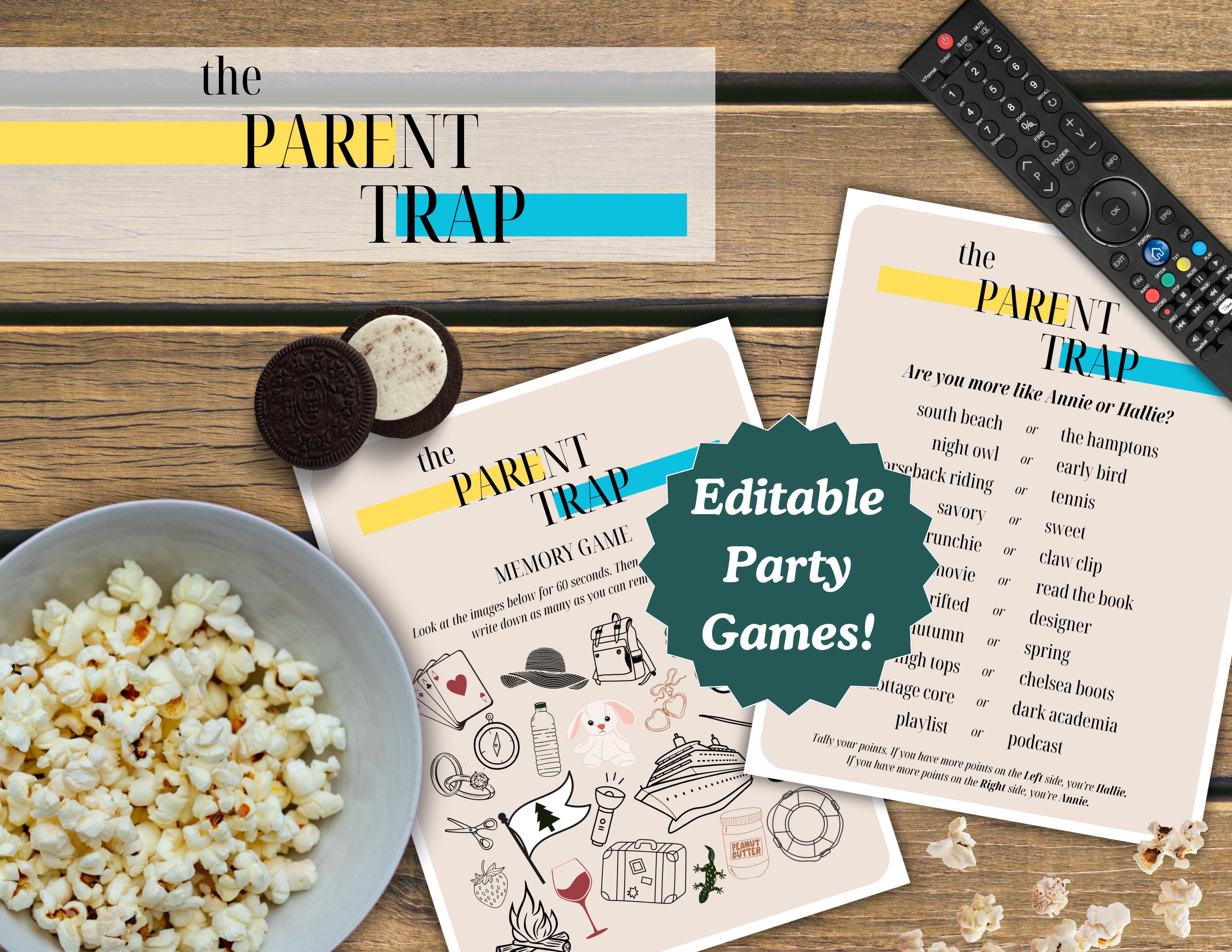 Parent Trap Party Games | Movie Night, Birthday (canva Template ...