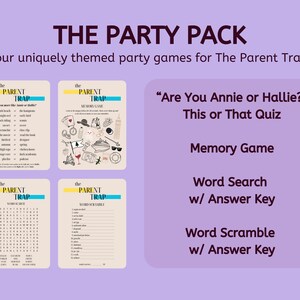 The Parent Trap Party Pack | Editable Printable Party Games | Movie ...