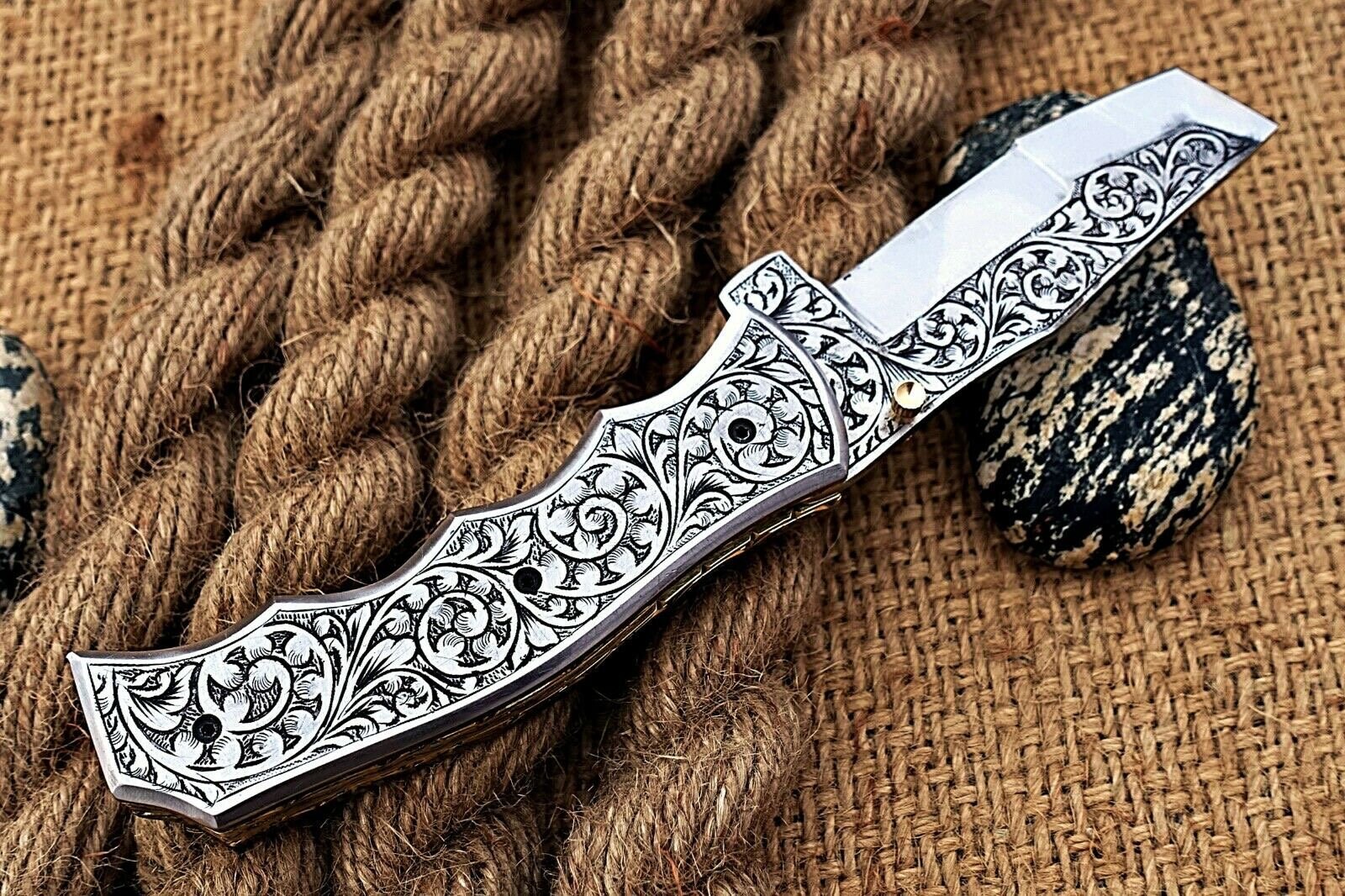 Custom Hand Engraved Folding-pocket Knife Life Time Used With Engraved ...