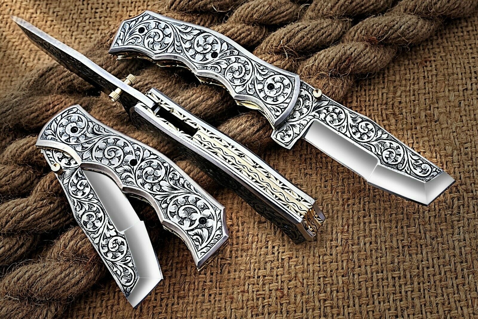 Custom Hand Engraved Folding-pocket Knife Life Time Used With Engraved ...