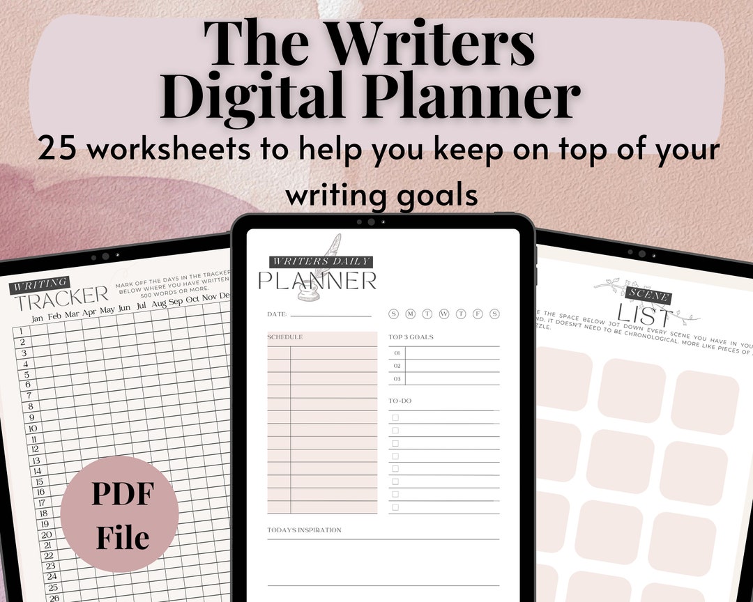 Writers Digital Printable Planner | Nanowrimo Planner | Writers ...