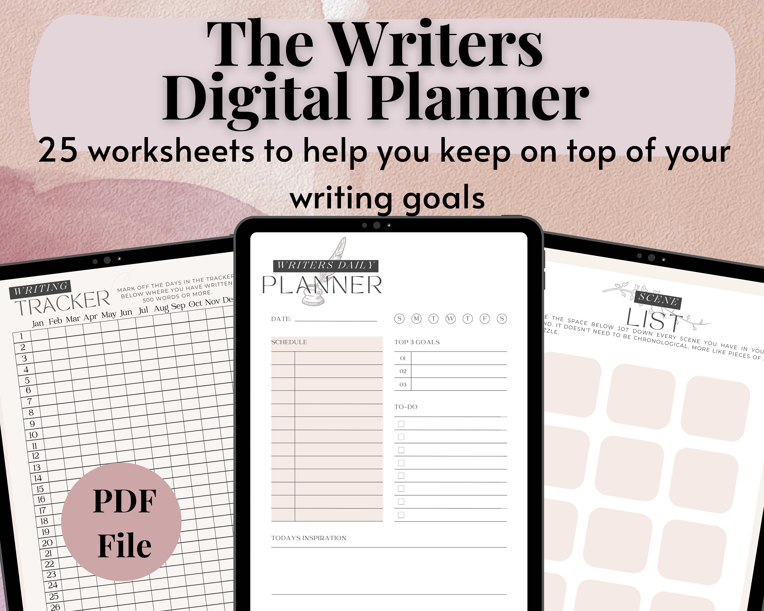 Writers Digital Printable Planner | Nanowrimo Planner | Writers ...