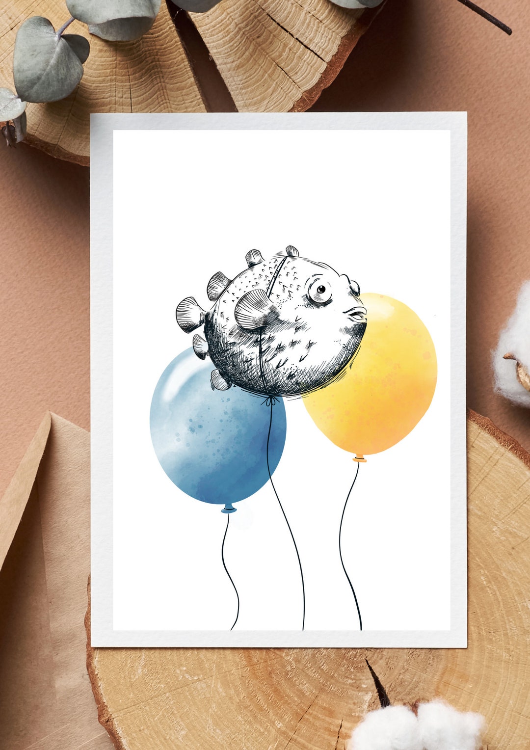 Pufferfish Card, Birthdaycard, Recycled Paper, Pufferfish Birthday Card ...
