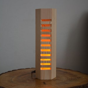 Wooden Table Light, Wood Table Lamp, Handmade Rustic Wood Table, Modern ...
