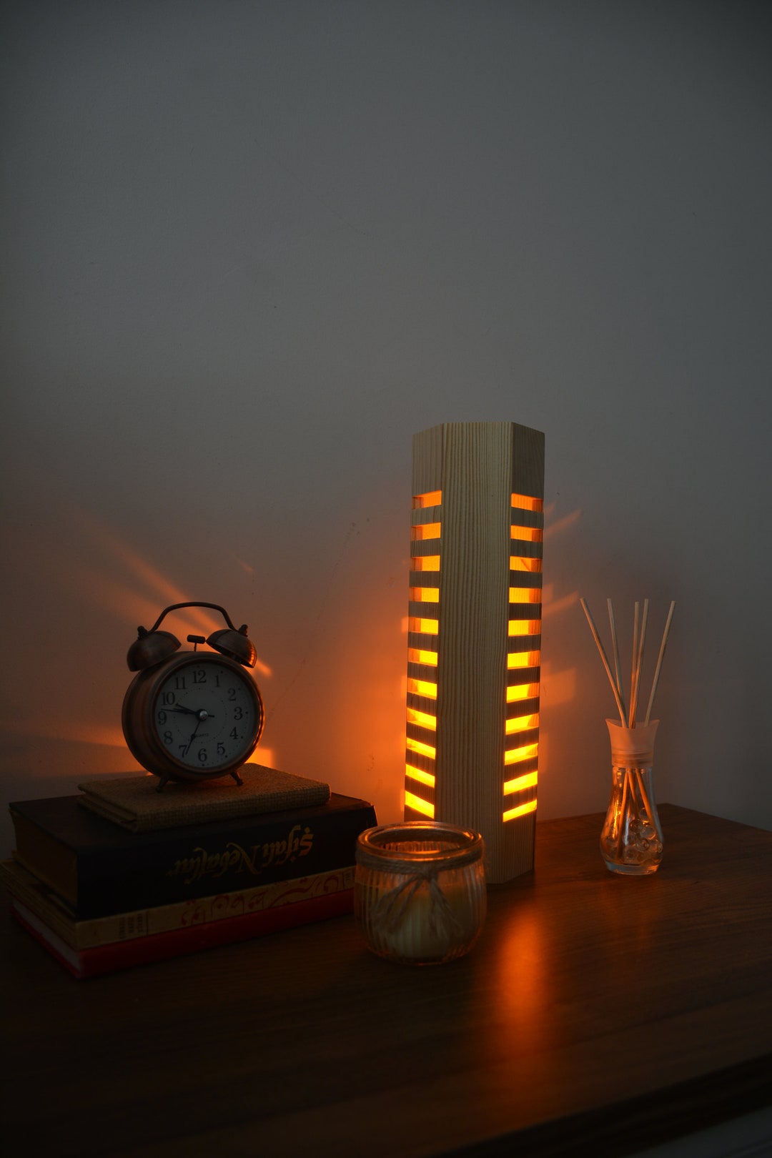 Wooden Table Light, Wood Table Lamp, Handmade Rustic Wood Table, Modern ...