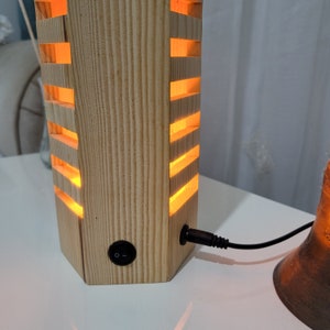 Wooden Table Light, Wood Table Lamp, Handmade Rustic Wood Table, Modern ...