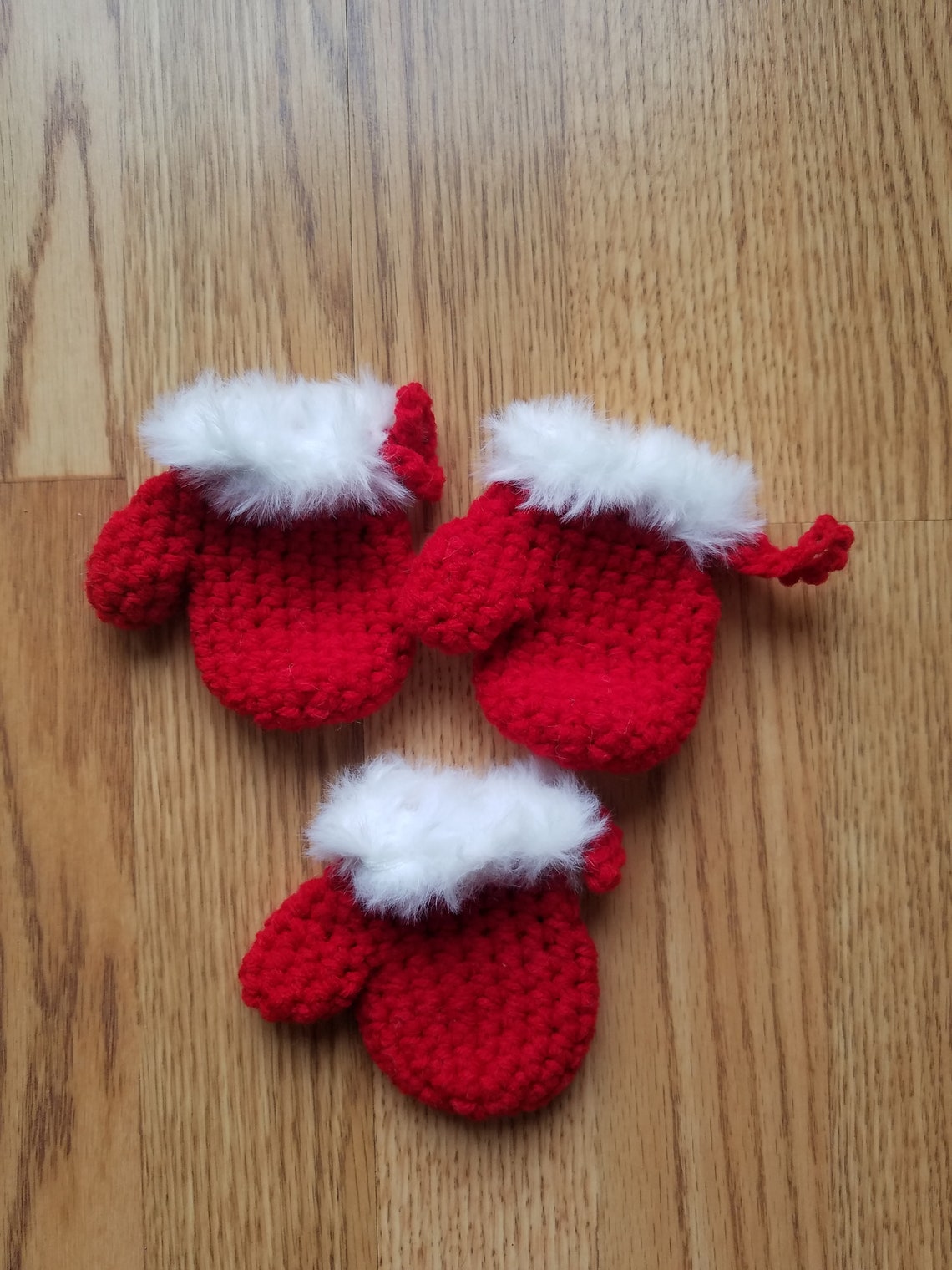 Red and White Handmade Christmas Mitten Ornament With Faux Fur Trim - Etsy