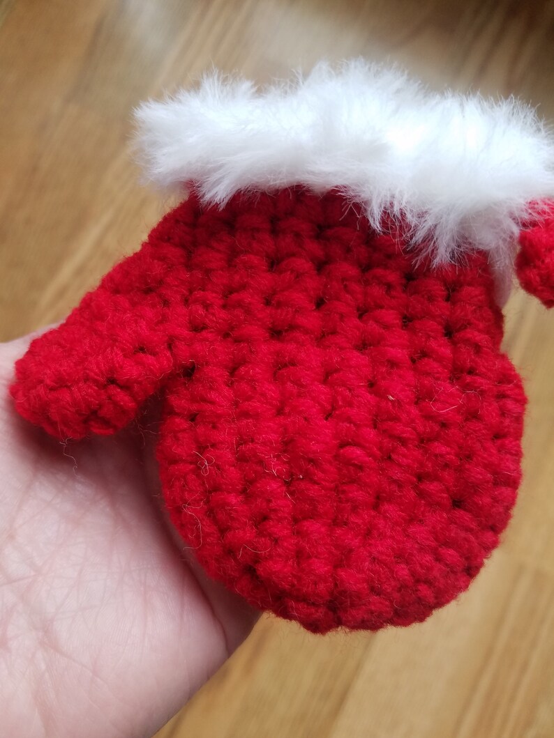Red and White Handmade Christmas Mitten Ornament With Faux Fur Trim - Etsy