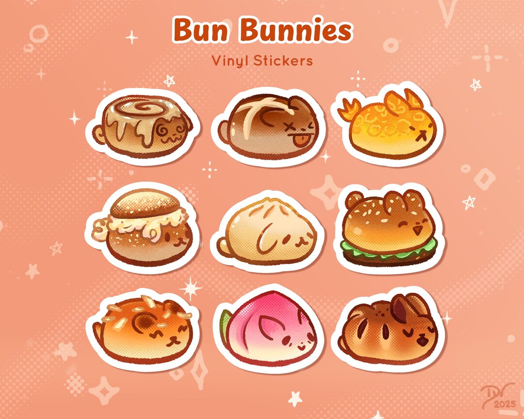 Bun Bunnies Vinyl || Cute Bread Inspired Rabbits, Cartoon Easter Bunny ...