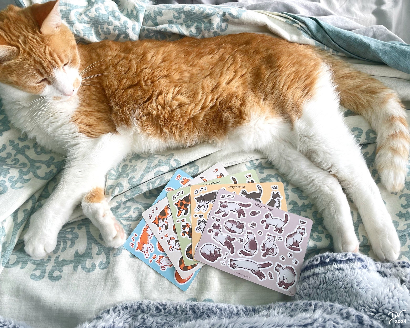 Kitty Korner Sticker Sheet Orange Cat Sticker Sheet, Orange Tabby Cat ...