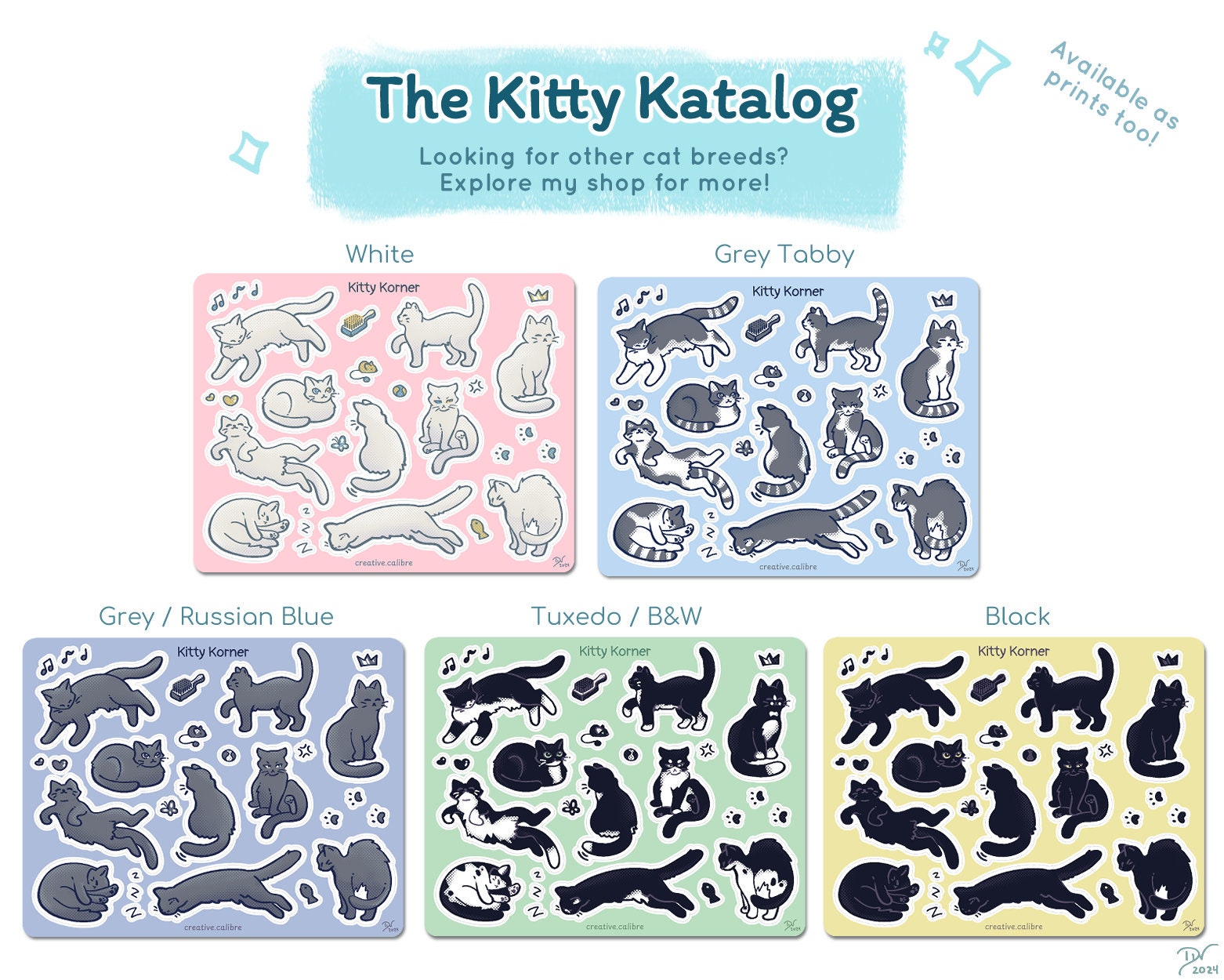 Kitty Korner Sticker Sheet Black Cat Sticker Sheet, Black Cat, Void ...