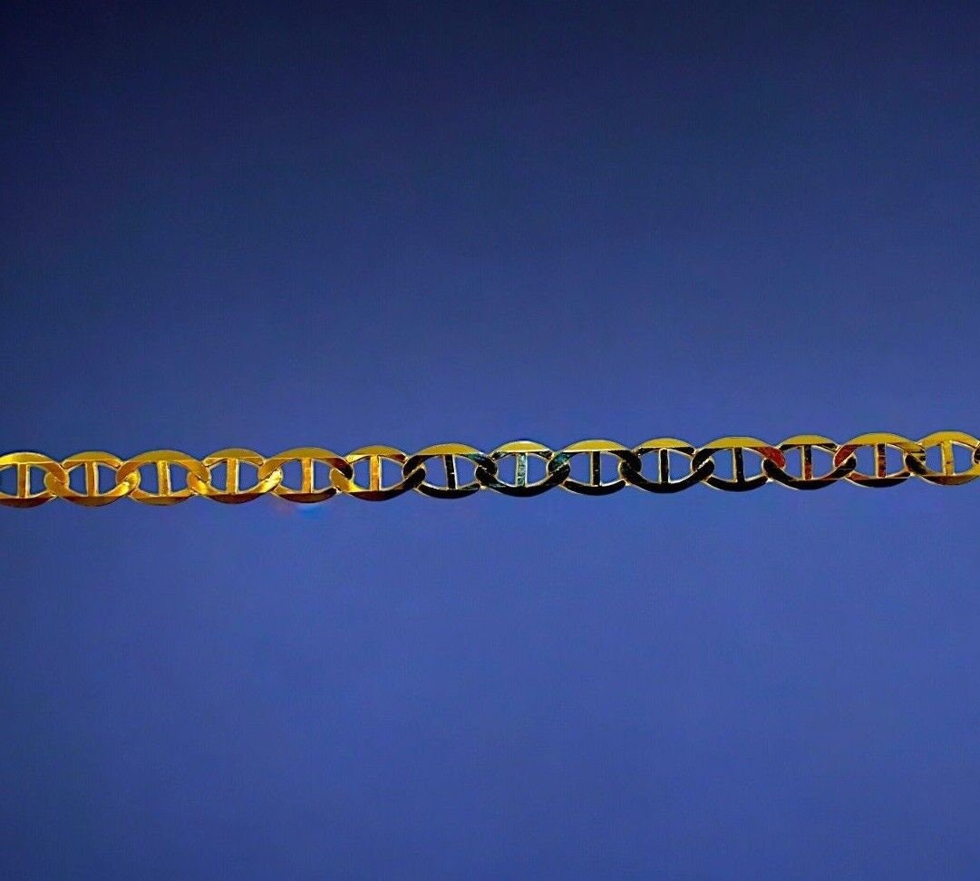 Solid 14K Anchor Mariner Chain Necklace 14k Yellow Gold Link Real Gold ...