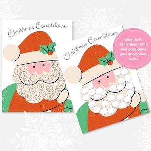 Christmas Countdown Printable Santa Beard Advent Calendar Educational ...