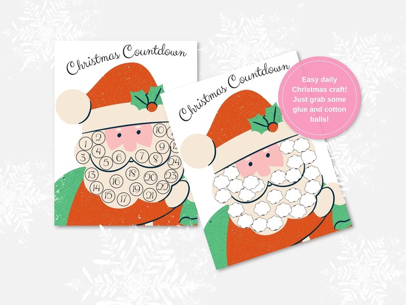 Christmas Countdown Printable - Santa Beard Advent Calendar ...