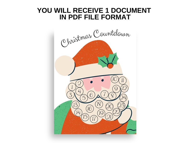 Christmas Countdown Printable - Santa Beard Advent Calendar ...