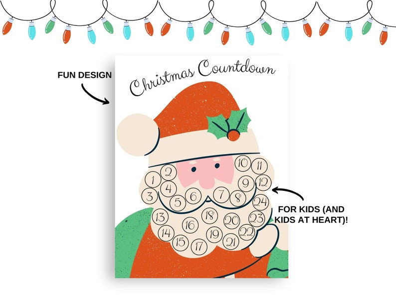 Christmas Countdown Printable - Santa Beard Advent Calendar ...
