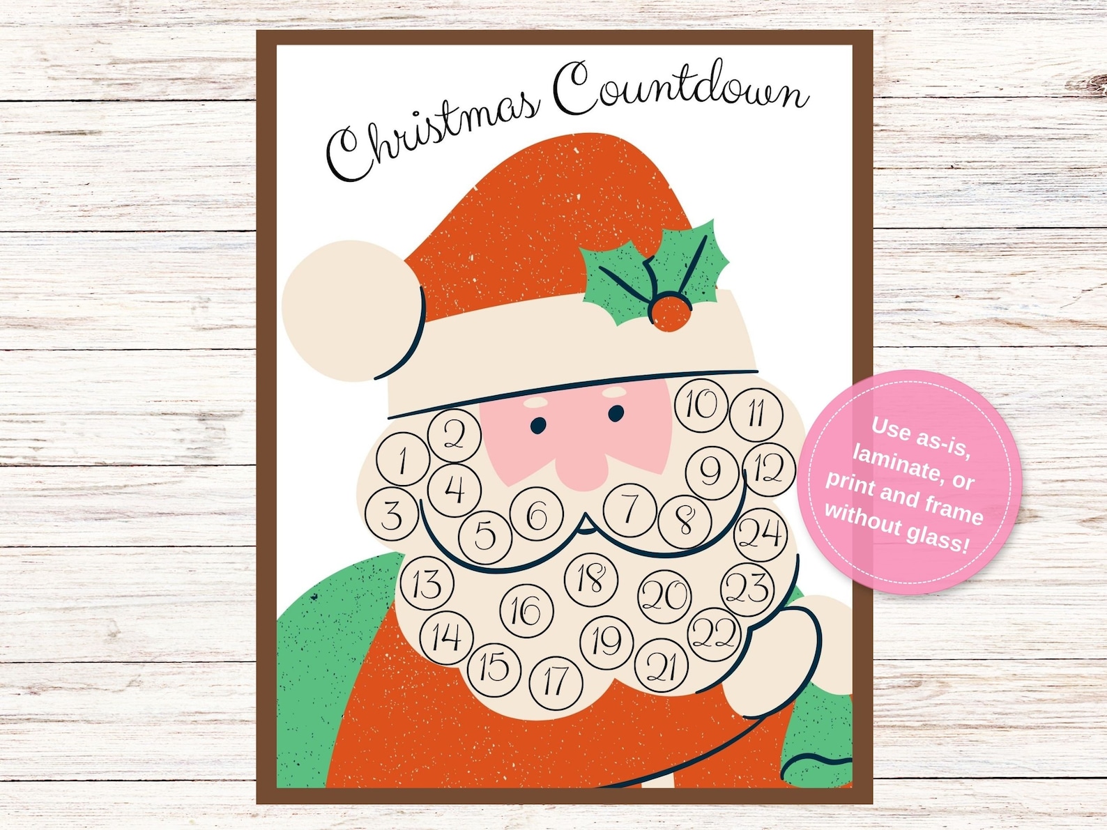 Christmas Countdown Printable - Santa Beard Advent Calendar ...