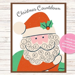 Christmas Countdown Printable - Santa Beard Advent Calendar ...