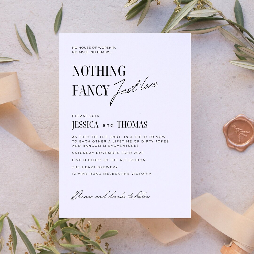 Courthouse Wedding Invitations Intimate Wedding Nothing - Etsy