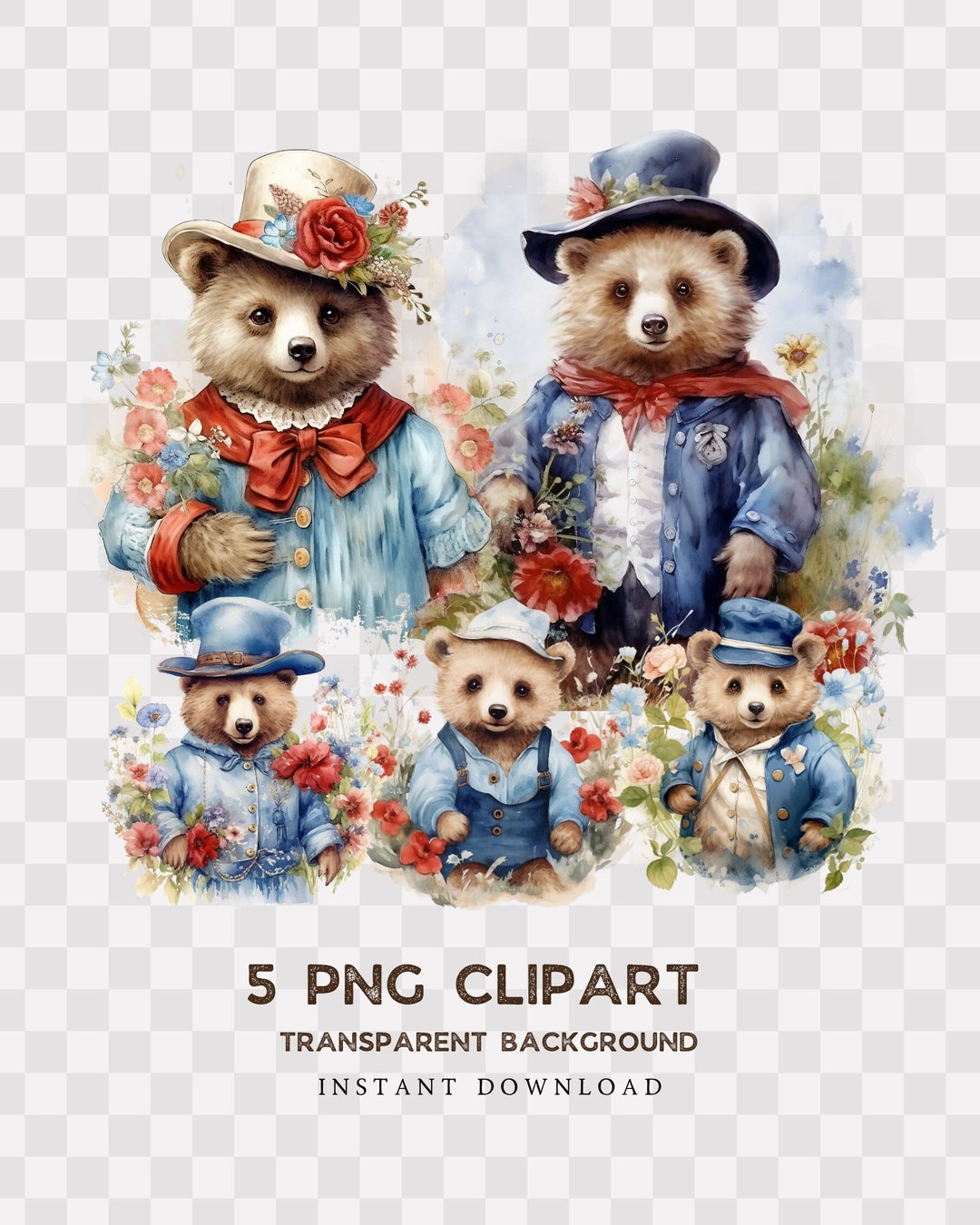 Vintage Christmas Clipart Santa Claus Bear Christmas Print - Etsy