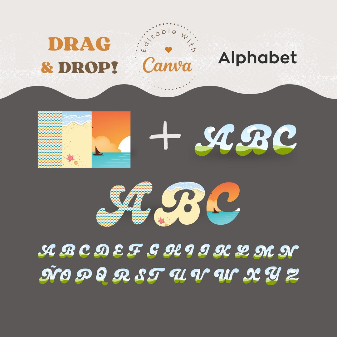 Doodle Letters Set Template, Round Letters Alphabet Drag & Drop Canva ...