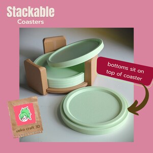 3D Printed Stackable Coasters: Minimalist Set With Holder - Etsy