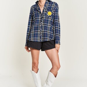 Smiley Patch Flannel Shirt - Etsy