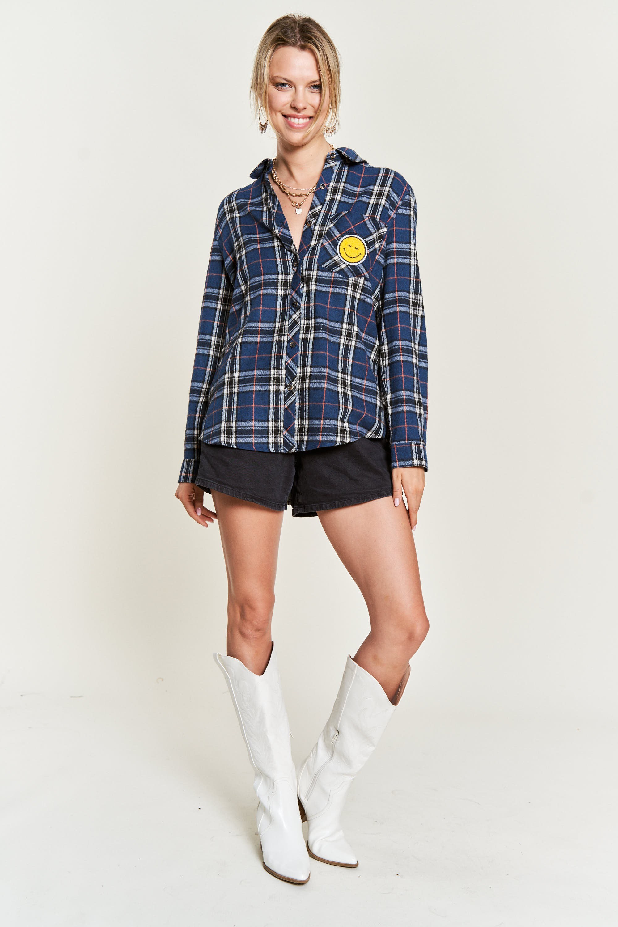 Smiley Patch Flannel Shirt - Etsy