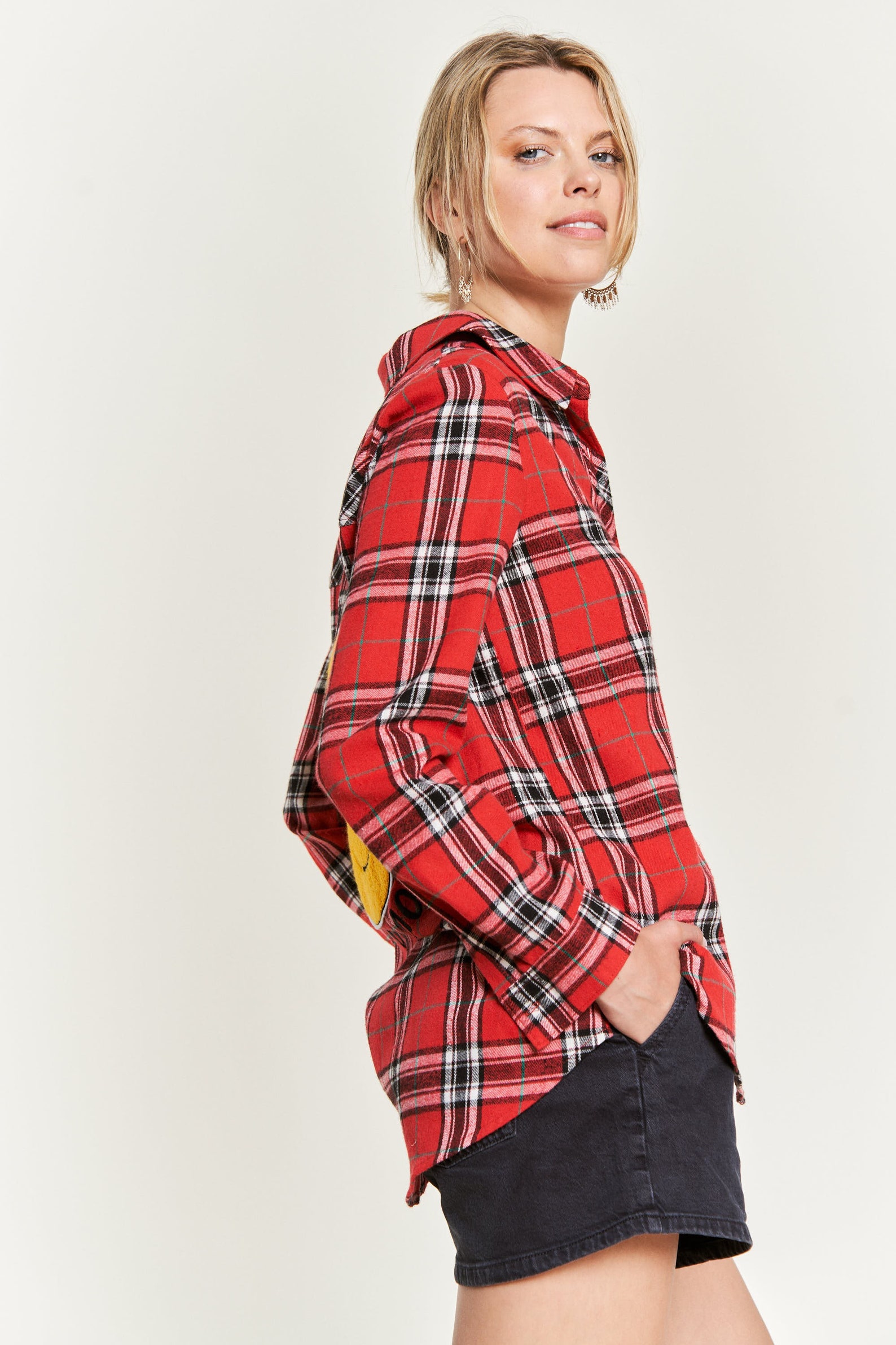 Smiley Patch Flannel Shirt - Etsy