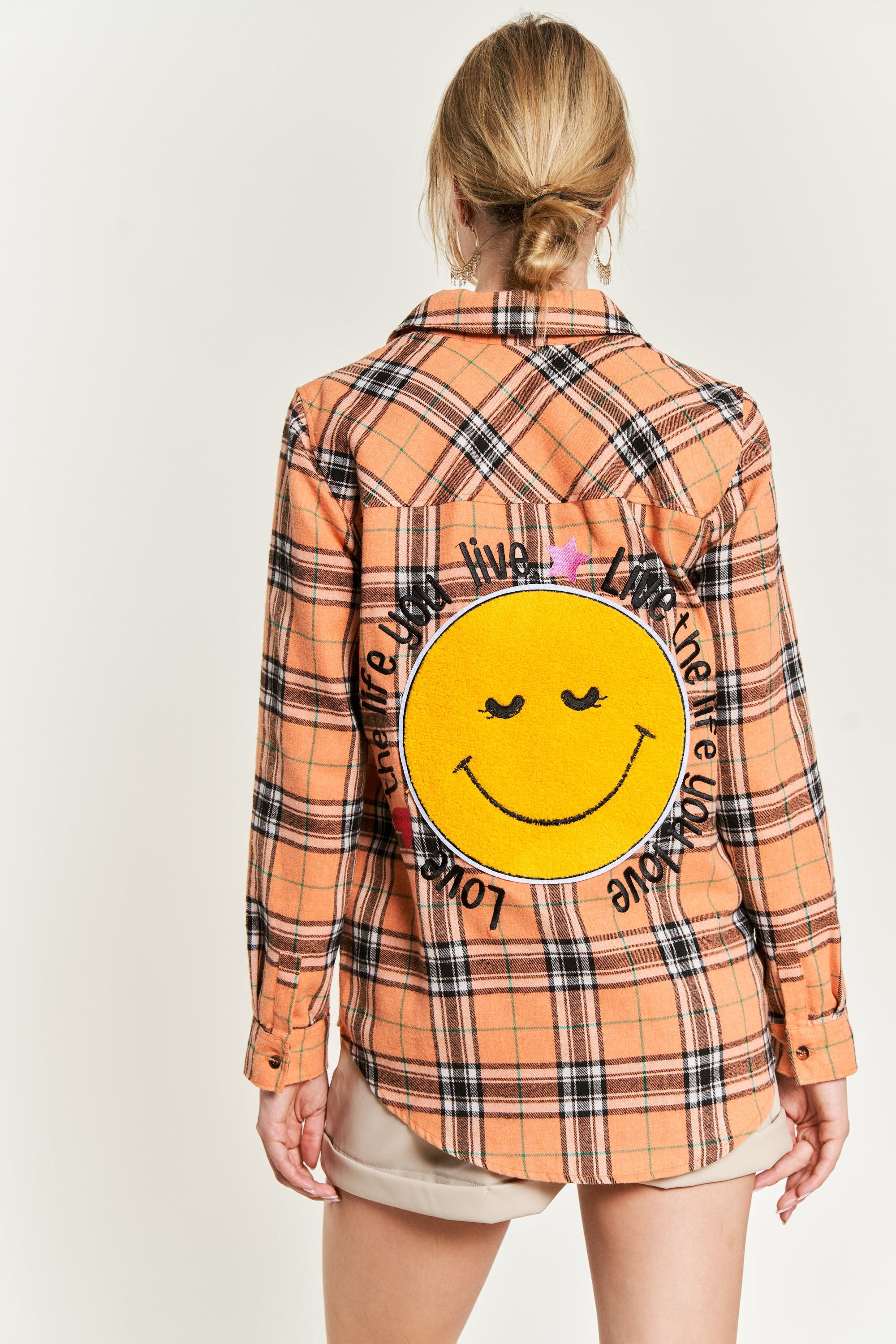Smiley Patch Flannel Shirt - Etsy