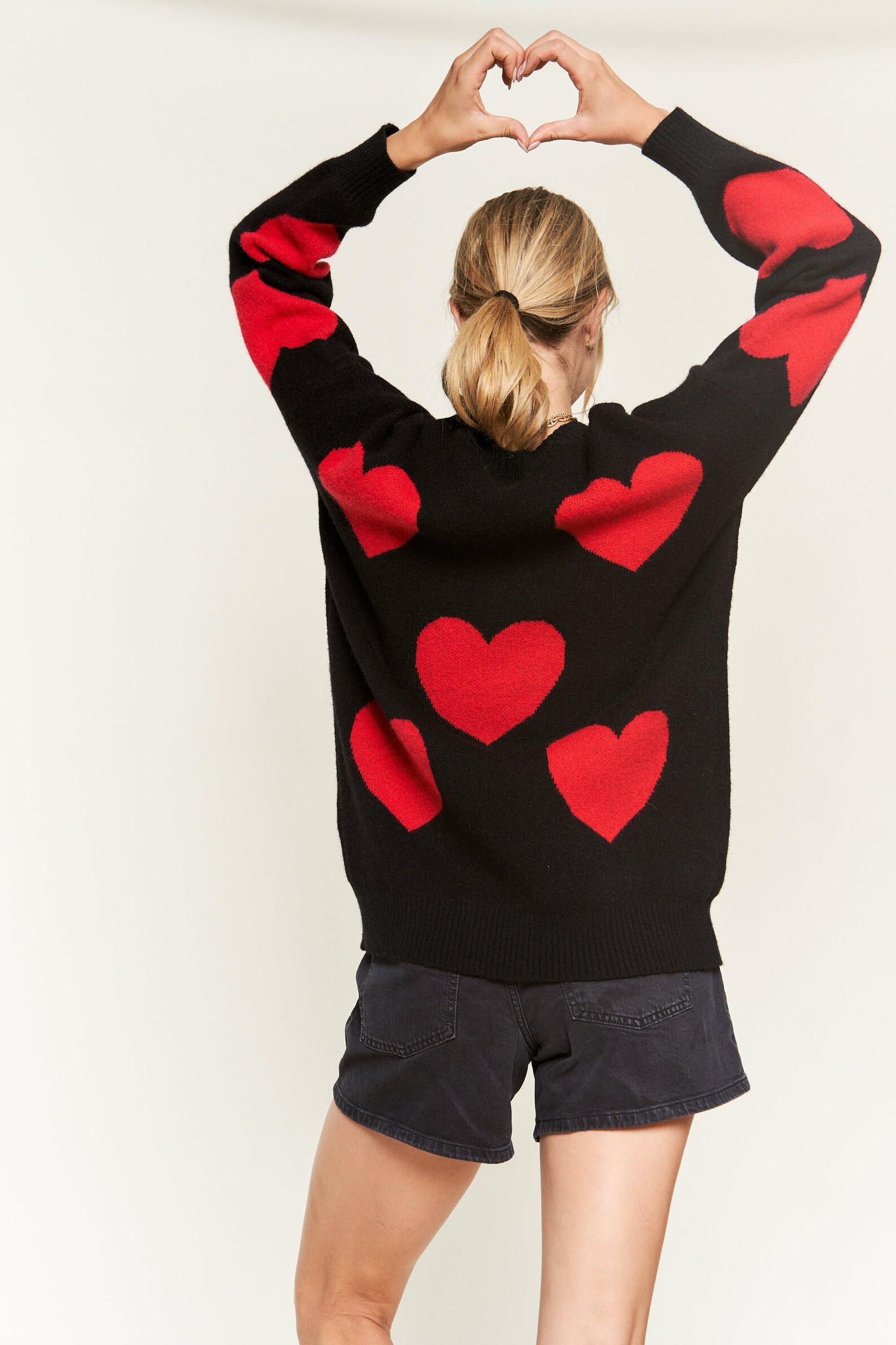 Heart Print Oversized Sweater - Etsy