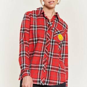 Smiley Patch Flannel Shirt - Etsy