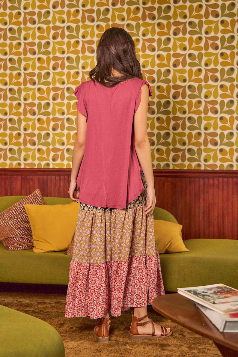 Multi-print Layered Long Skirt - Etsy