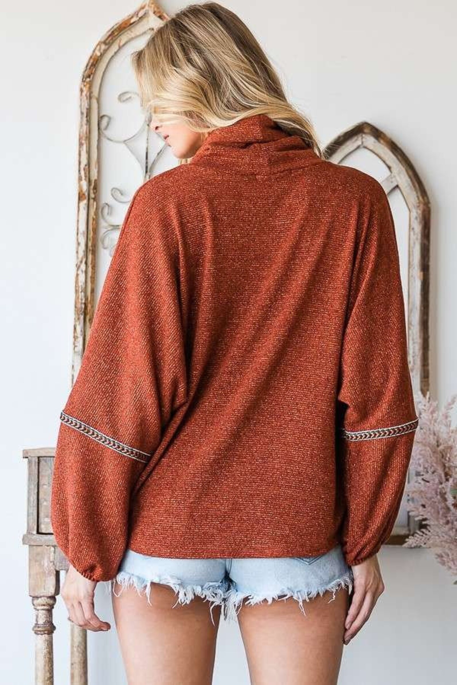 Solid Rulex Cowl Neck Oversize Top - Etsy