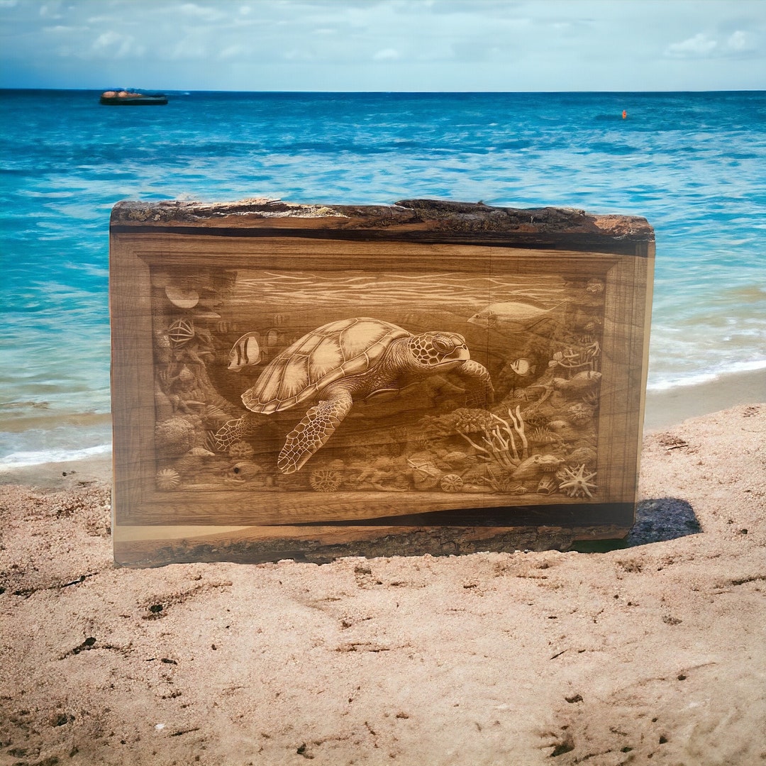 Engrave Sea Turtle Swimming in the Reef - Etsy