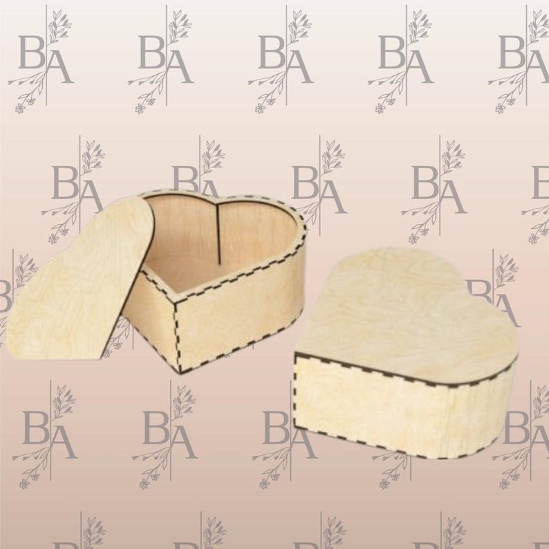 Laser Cut Heart Shaped Box Design 3mm Material 200x200mm DIY Template ...