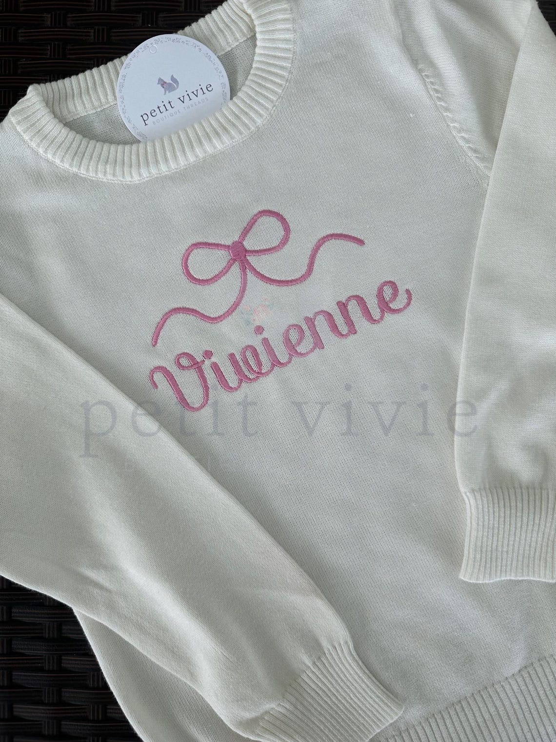 Embroidered Coquette Bow Sweater - Etsy