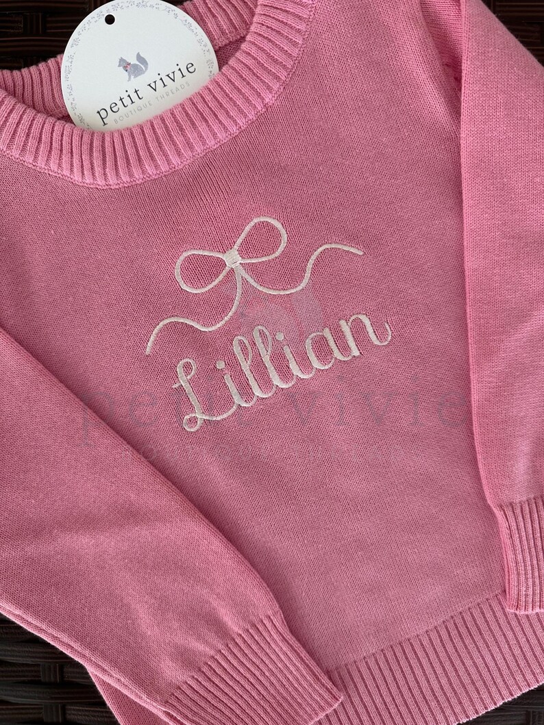 Embroidered Coquette Bow Sweater - Etsy