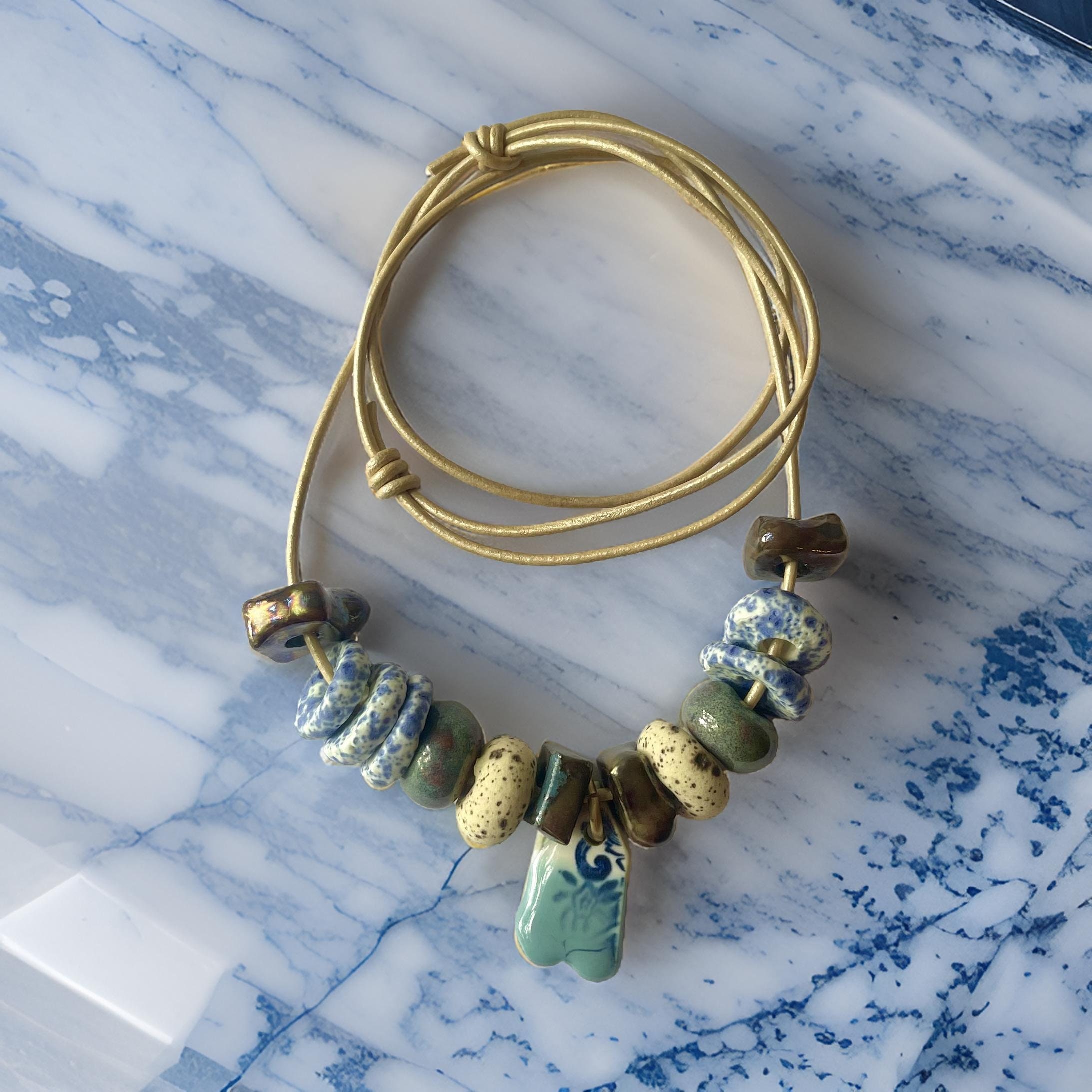 Surf Pottery Necklace Robins Egg Blue Beach Pottery Ceramic Pendant ...