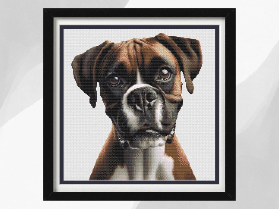 Boxer Cross Stitch Pattern, Boxer Dog Portrait Design, Instant PDF ...