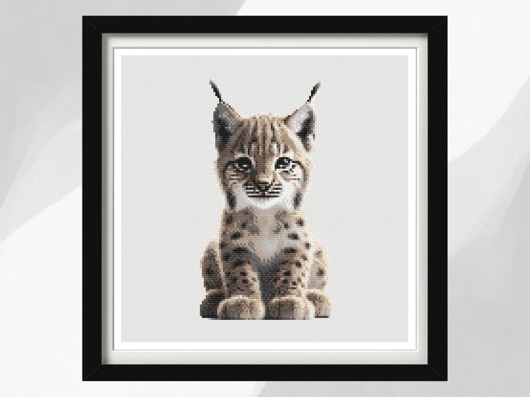 Baby Lynx Cross Stitch Design Pattern, Realistic Lynx, Instant PDF Download, Baby Lynx Pattern ...