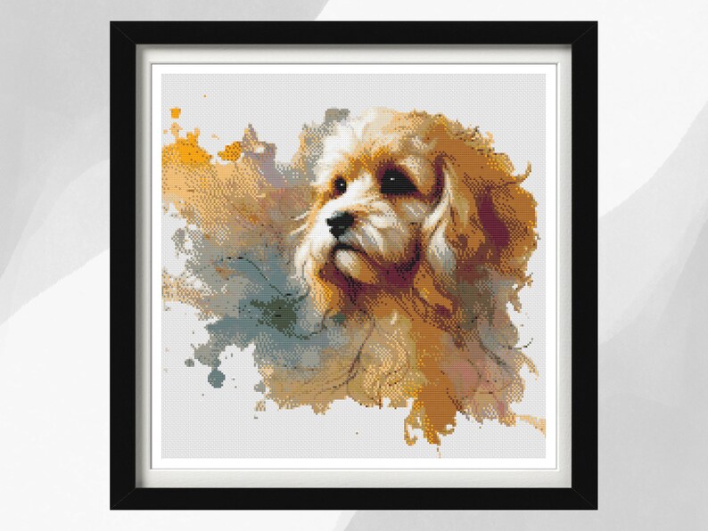 Cockapoo Cross Stitch Design Pattern, Watercolor Dog Portrait, Instant ...