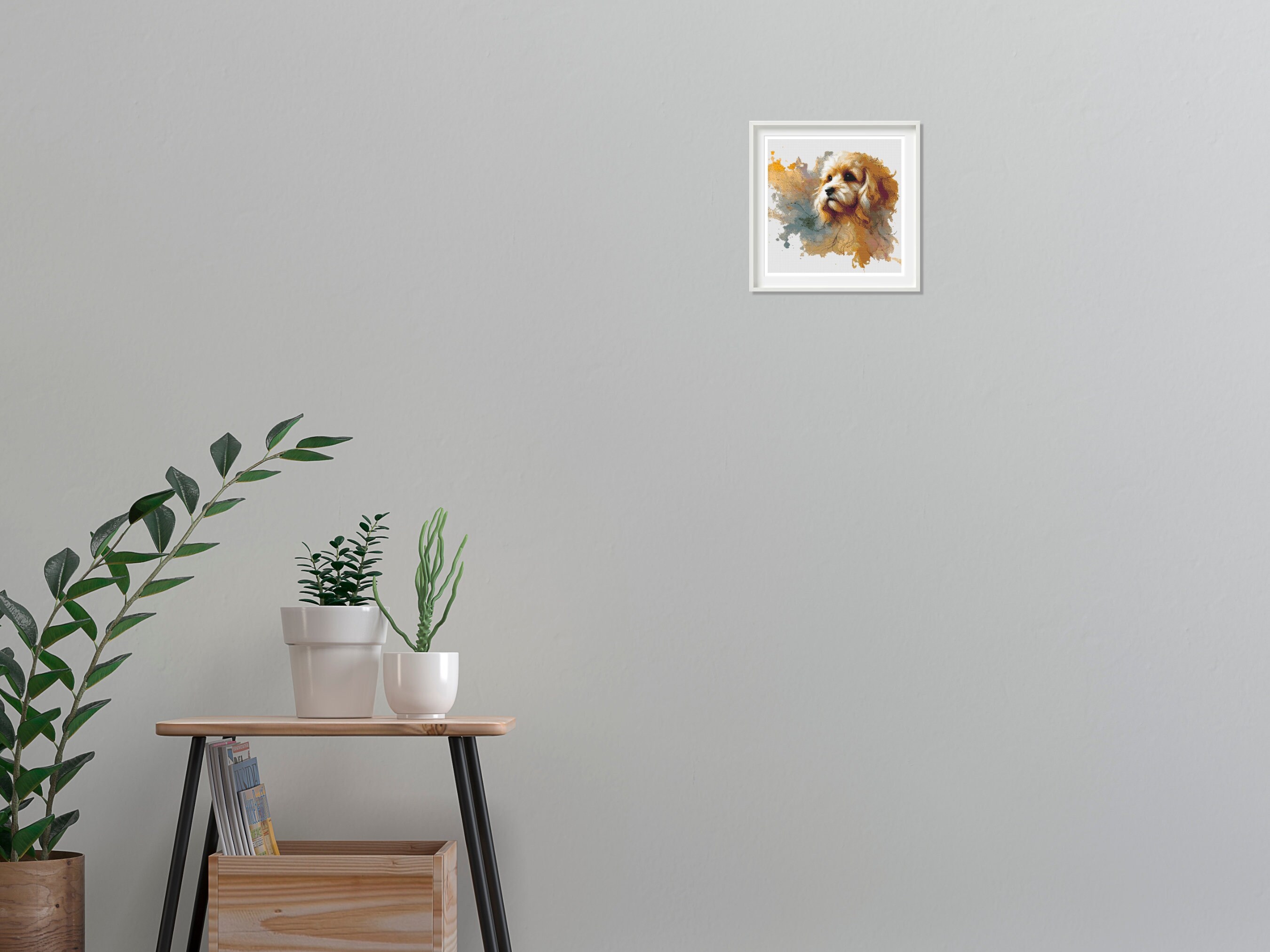 Cockapoo Cross Stitch Design Pattern, Watercolor Dog Portrait, Instant ...