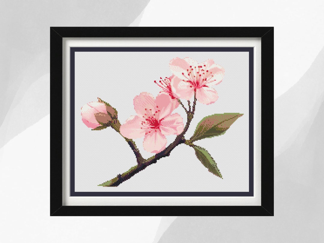 Cherry Blossoms Cross Stitch Pattern, Instant PDF Download, Flower ...