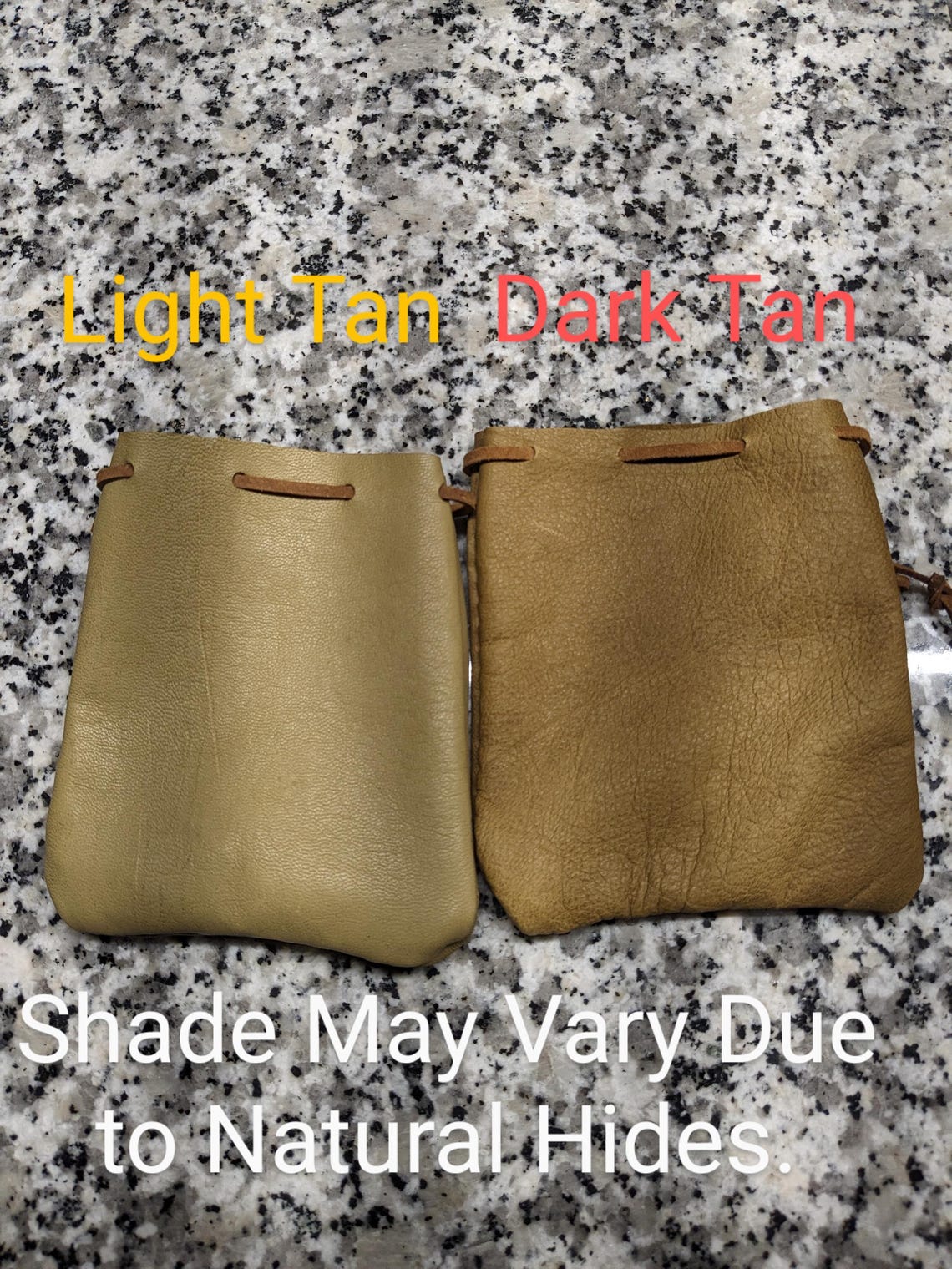 Leather Drawstring Pouch - Goat Leather Tan - Handcrafted - USA Leather ...