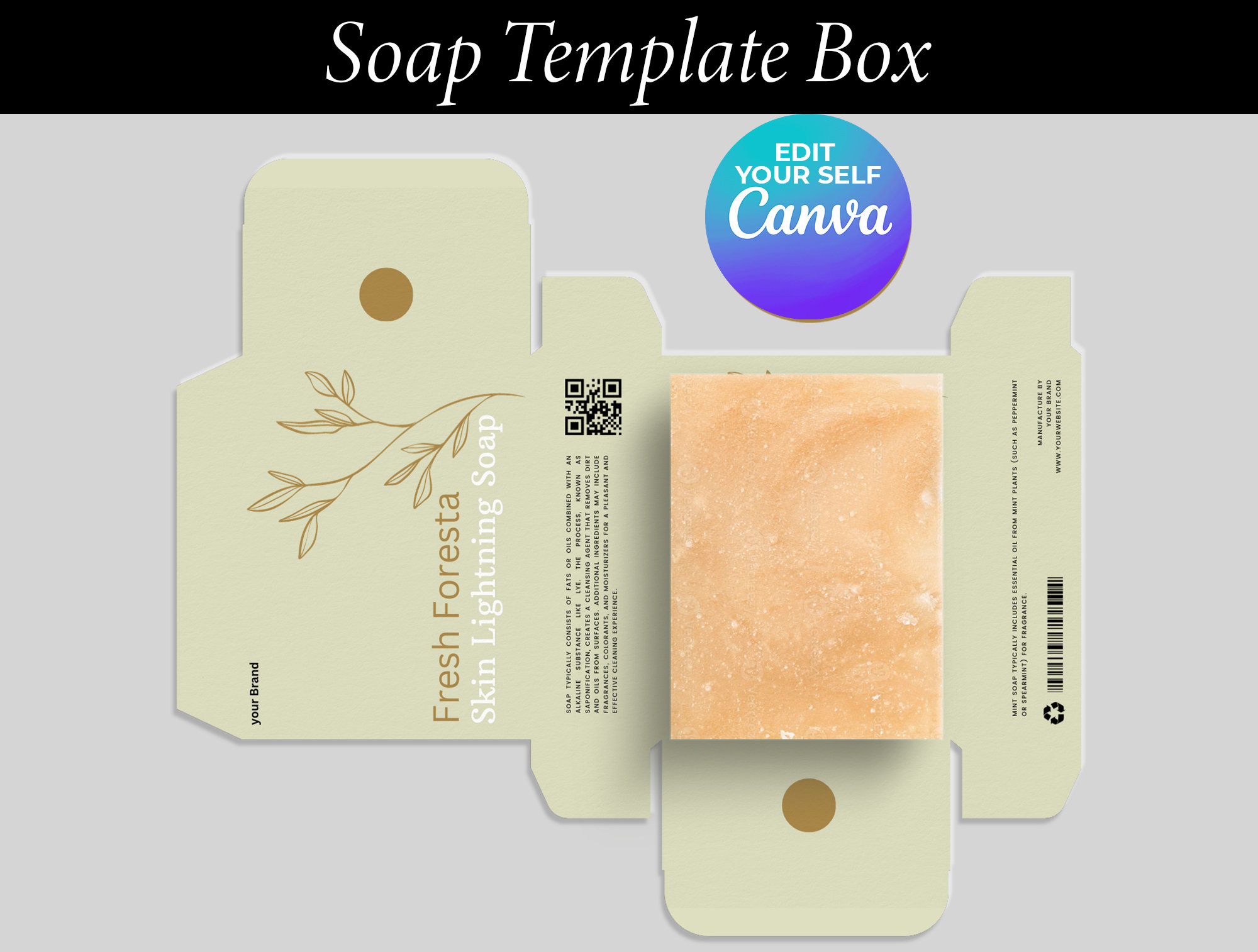Editable Packaging Template Soap Box Canva Printable for Small Bussiness - Etsy